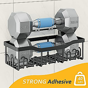 Shower Caddy, Bathroom Shower Organizer [5-Pack], Self Adhesive Shower Shelves, Shower Shelf for Inside Shower Rack, Stainless Steel Rustproof Bathroom Storage, Wall Mounted Shower Accessories, Black