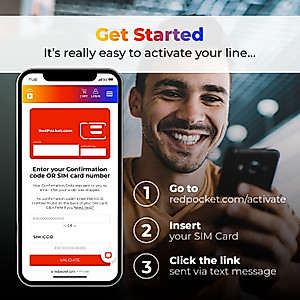RedPocket Mobile $20/Month Phone Plan, Free SIM Card for T-Mobile-Compatible Phone, Unlimited Data, Talk & Text, 5GB High-Speed 5G & 4G Data