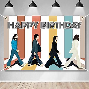 Rock N Roll Happy Birthday Banner Backdrop Musical Artist Music Album Cover Theme Background Decor for Vocalist Drummer Guitarist Bassist Birthday Party Favors Decorations Supplies 70.8x47.2in-BECKTEN