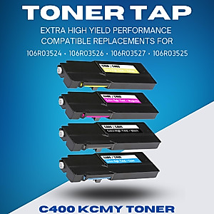 Toner Tap Extra High Yield for VersaLink C400 C405 C400D C400DN C405DN C405N C405MFP (4-Pack Bundle) Remanufactured 106R03524 106R03526 106R03527 106R03525 Cartridge Replacements