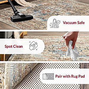 nuLOOM Marley Traditional Medallion Fringe Area Rug, 4' x 6', Beige, Rectangular, 0.3" Thick