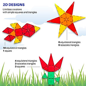 Playbees 100 Piece Magnetic Building Tiles Set, Clear Vivid Colors and Shapes, 3D Magnet Building Blocks for Kids, Toddlers, Stem Educational Learning Development Toy, Creativity Beyond Imagination