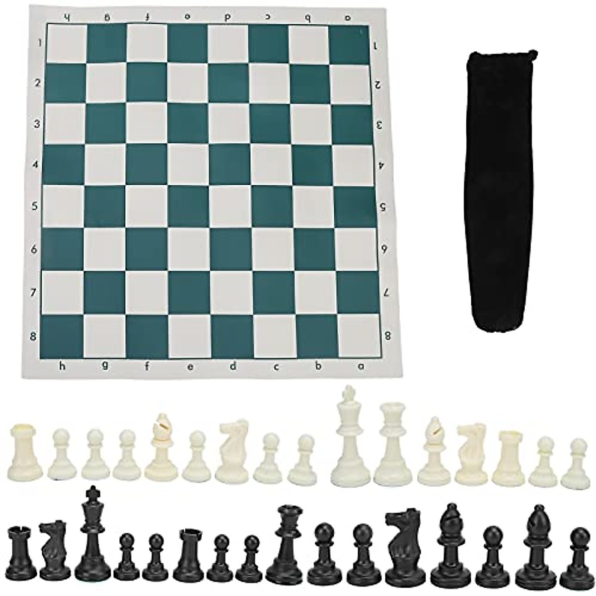 HERCHR Roll Up Chess Set, 32 Tournament Chess with Chess Board and Storage Bag Combo