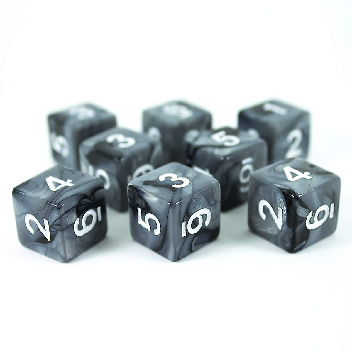 Paladin Roleplaying Gray and Black Dice - 8 D6 Set - 'Claws of Darkness'