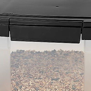 IRIS USA WeatherPro Airtight Dog Food Storage Container, Up to 25 lbs, Removable Wheels, for Dog Cat Bird and Other Pet Food Storage Bin, Keep Fresh, Translucent Body, Clear/Black