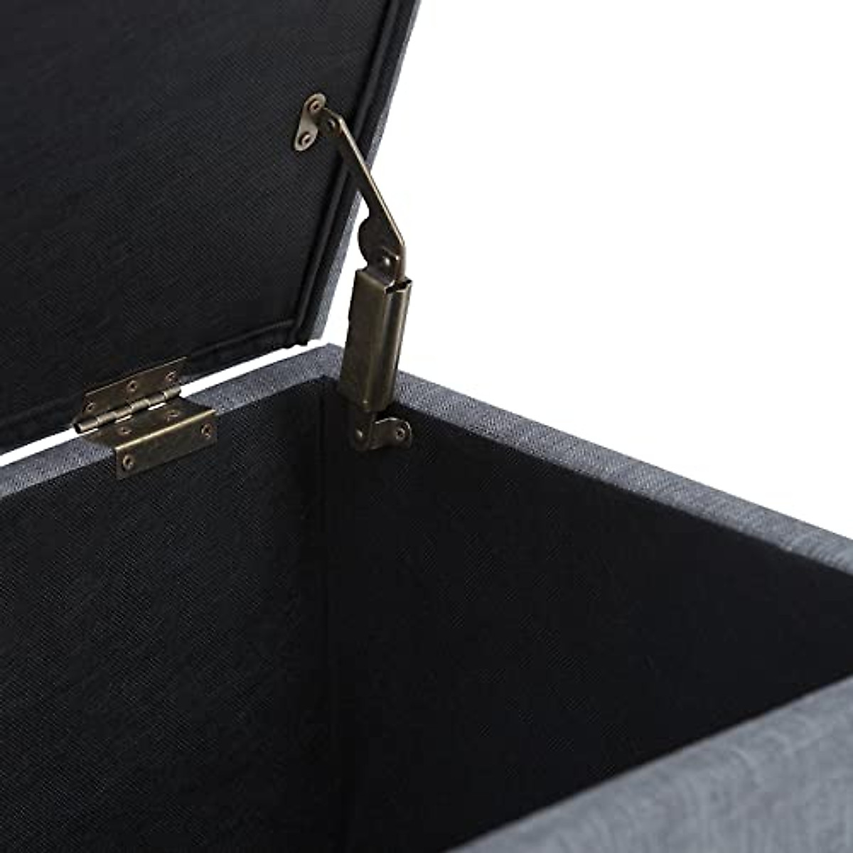 SIMPLIHOME Sienna 34 inch Wide Rectangle Lift Top Storage Ottoman Bench in Slate Grey Tufted Linen Look Fabric, Footrest Stool, Coffee Table for the Living Room, Bedroom and Kids Room, Traditional