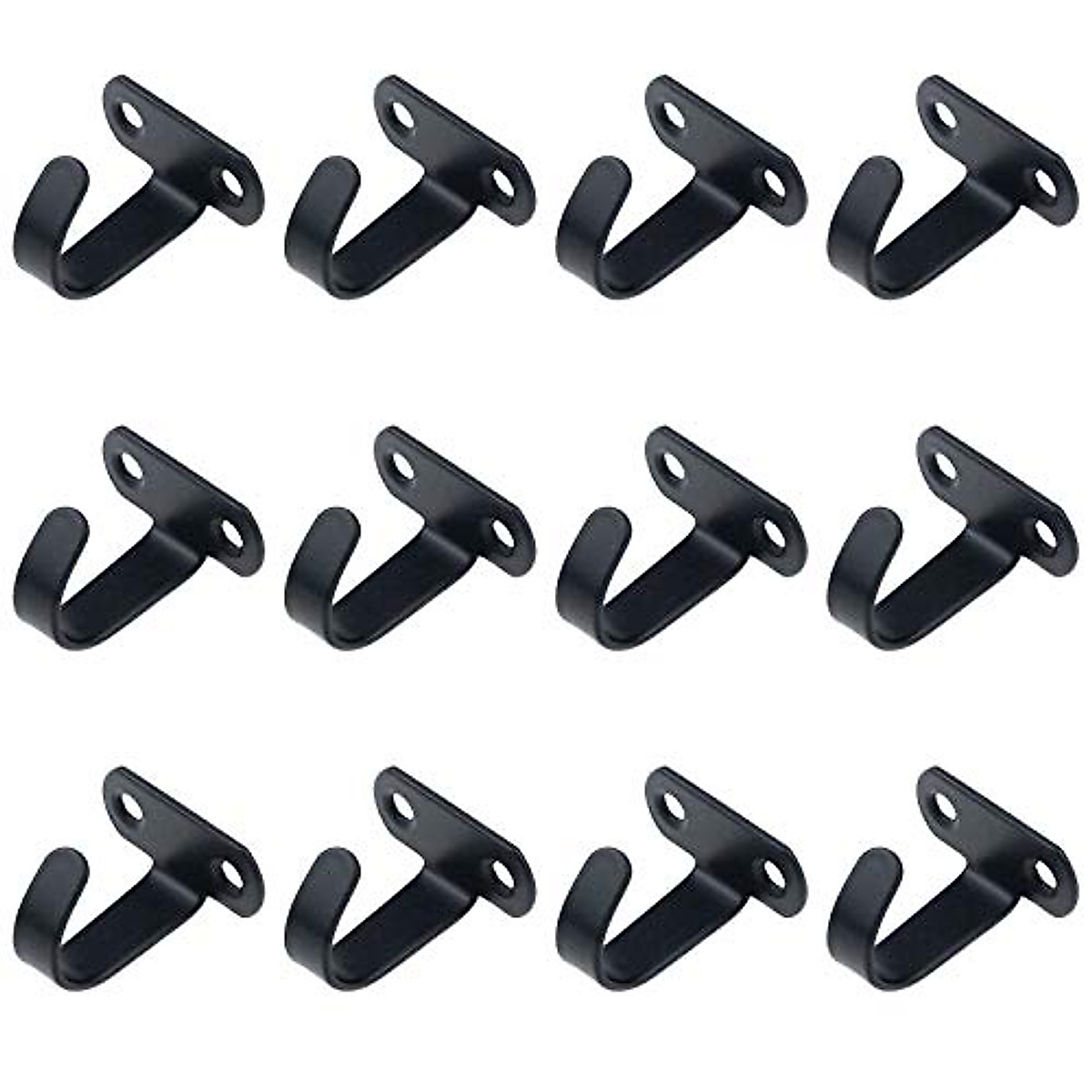 Antrader 12-Pack Stainless Steel Screws Mount Ceiling Hooks, Under-Shelf Coat Hook, Towel/Robe Clothes Hook Hanger for Bathroom Kitchen Cabinet, Black