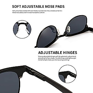SUNGAIT Classic Half Frame Retro Sunglasses with Polarized Lens (Black Frame Gray Lens)
