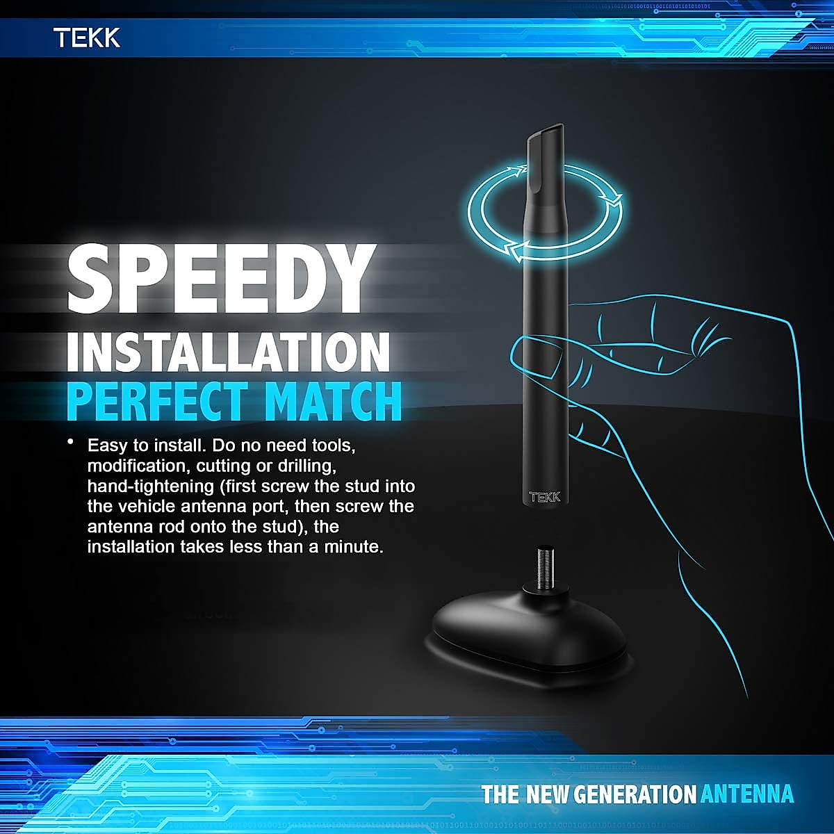 Tekk Short Antenna Compatible with 1997-2025 Ford F150 Pickup Truck | Designed for Optimized FM/AM Reception | 4.8 Inches