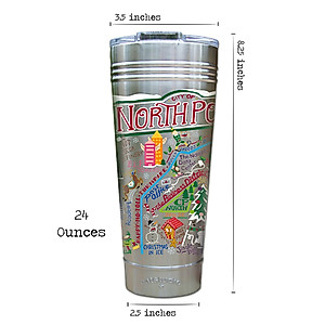 Catstudio North Pole City Thermal Tumbler | Triple Wall Insulation With Non Slip Bottom | Great Holiday and Christmas Travel Cup for Water, Coffee, Tea, or Smoothies