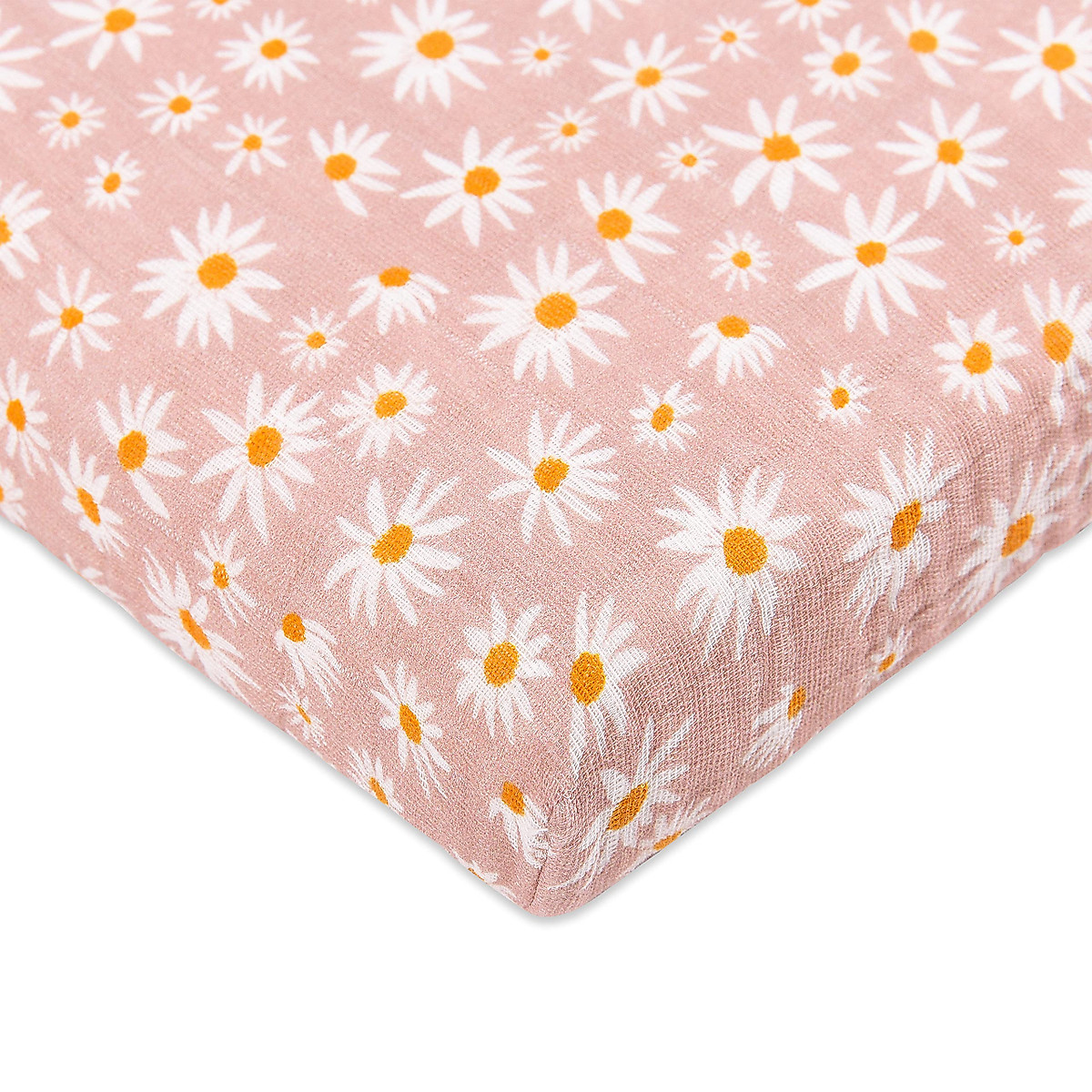 Babyletto 100% Organic Cotton All-Stages Midi Crib Sheet, GOTS-Certified, Fitted 360°, Ultra-Soft and Breathable Muslin - Daisy