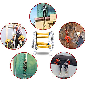 Emergency Fire Escape Ladder 1-6 Story Homes Rope Escape Ladder Flame Resistant with Hooks Fast Deploy & Simple to Use for Kids and Adults