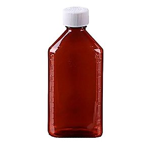Pharmacy Oval Bottle Amber 6 oz with CR Caps Included (QTY. 50) - Prescription Pharmacy Bottle, Pharmacy Container, Prescription Plastic Container by Sponix