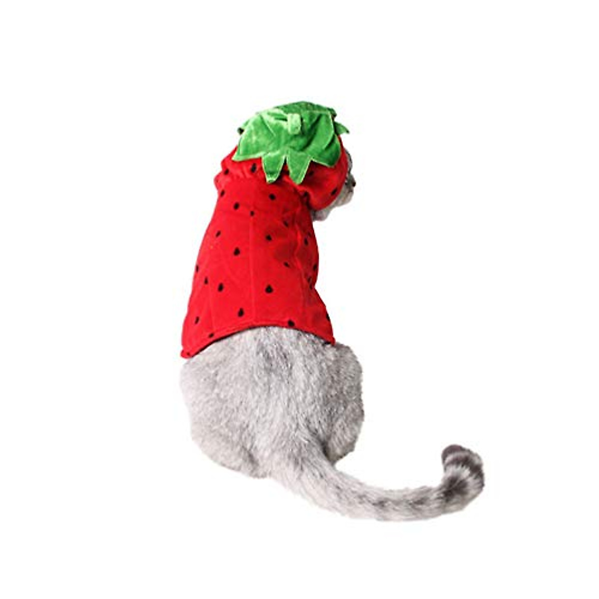 POPETPOP Cat Clothes - Strawberry Pet Halloween Costume Pet Apparel Puppy Kitten Strawberry Hooded Clothes Christmas New Year Birthday Party Daily Wear Dress Up