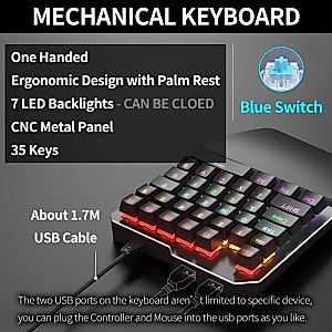 IFYOO KMAX1 Pro Wired Gaming Keyboard and Mouse Set Adapter Converter for Xbox One / PS4 / Switch / PS3 / PC(Windows/Linux) - [Included USB Sync Cable for Controller]