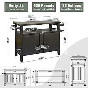 NEWQIDA Outdoor Grill Carts Grill Table with Wheels, Metal Storage Cabinet Kitchen Dining Table Cooking Prep BBQ Table for Patio Kitchen Island Home Party Bar, Brown…