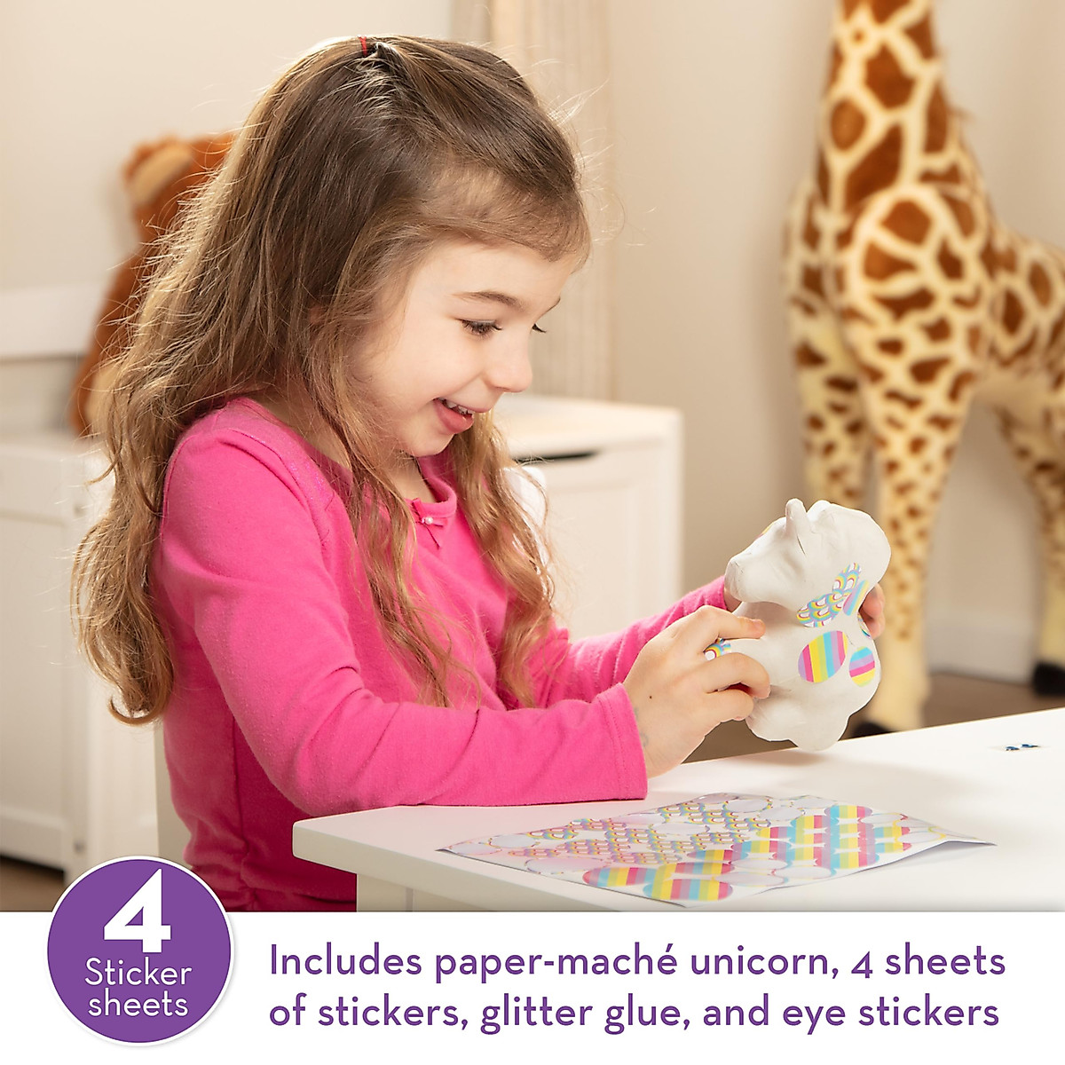 Melissa & Doug Decoupage Made Easy Unicorn Paper Mache Craft Kit with Stickers