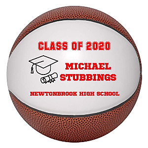 Personalized Custom Graduation 2024 Basketball Gift - Graduation Class of 2024 - Graduation Gift for Boy - Graduation Gift for Girl (Mini Basketball, RedText)