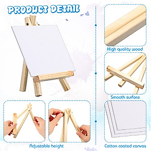 10 Set Paint Kit Wood Easel Set Include 10 Wood Easels 10 Pcs Canvases 100 Pcs Brushes and 10 Pcs Watercolor Paint Painting Supplies Kit Wooden Art Easel for Kids and Adults (5 x 7 Inch)