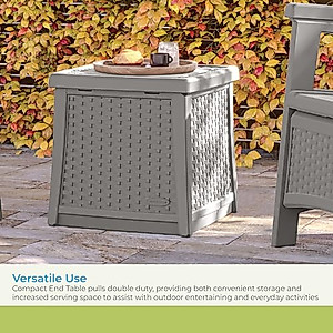 Suncast, Dove Gray Elements End Table with Storage