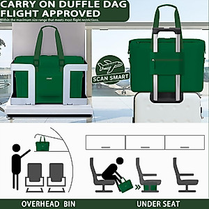 Weekender Bags for Women with 15.6 inch Laptop Compartment, LYAUK Travel Duffel Bag with Detachable Makeup Bag&Wet Pocket, Carry on Overnight Bag for Airplanes,Hospital Bag for Labor and Deliver Green