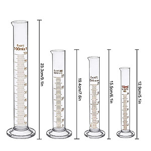 ZEEROQOLAB Lab Glassware Set, Beaker Glass Cylinder Pipettes Set, 5pcs Thick Glass Graduated Beaker, 4pcs Glass Measuring Cylinder with 4pcs Glass Stirring Rod and 2pcs Cleaning Brush