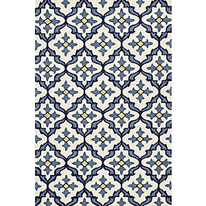 New Home Trendy Stain Resistant 2' x 3' Indoor/Outdoor Area Rug in Ivory/Blue (NEW42102X3)