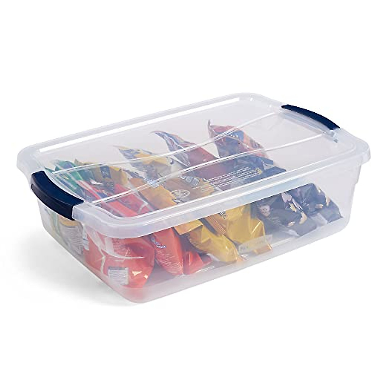 Rubbermaid Cleverstore Home Office Organization 16 Quart Latching Stackable Plastic Storage Tote Container with Lid, Clear (12 Pack)