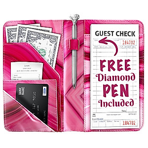 9 Pocket Server Book w/Diamond Pen, Waitress Book w/Money Pocket and Zipper, Waitress Book, Server Books for Waitress, Server Books, Waitress Book Organizer, Server Book Cute, Servers Book