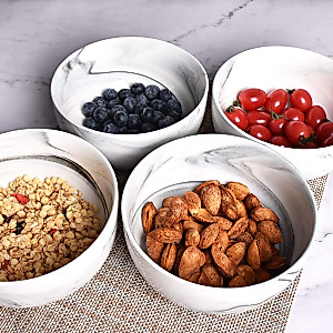 Bosmarlin Marbling Ceramic Bowl Set of 4, 33 Oz, Dishwasher and Microwave Safe (33 Oz, B-Grey Marbling)