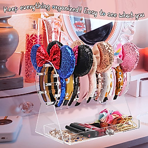 OAOLEER Headband Holder, Clear Jewelry Organizer for Teen Girl Women Gifts, The Perfect Headband Display Organizer (Acrylic with Drawer)