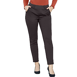 Marycrafts Women's Pull On Stretch Yoga Dress Business Work Pants 14 Black Brown