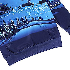 Cool Hoodies for Men, Thenlian Mens 3D Printed Christmas Pullover Long Sleeve Hooded Sweatshirt Tops Blouse(Blue, XXXL)