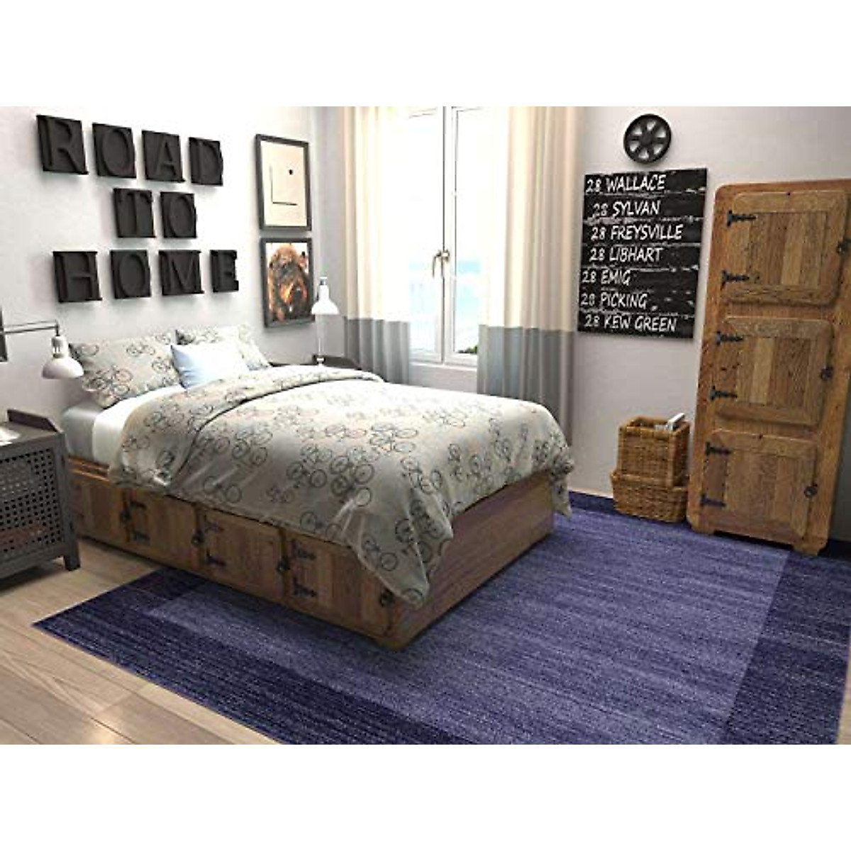 Unique Loom Del Mar Collection Area Rug - Abigail (7' 10" Square, Navy Blue/ Blue)