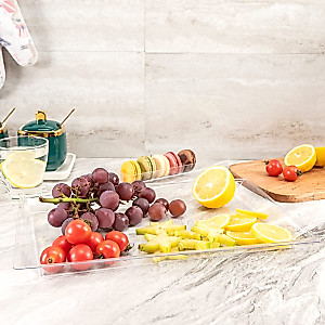 SUT 12 Pack White Plastic Serving Trays with Silver Rim, 13 X 8 inch Rectangle Food Tray, Disposable platters Cookie Serving Trays for Party, Silver Plastic Serving platters Food Wedding and Birthday