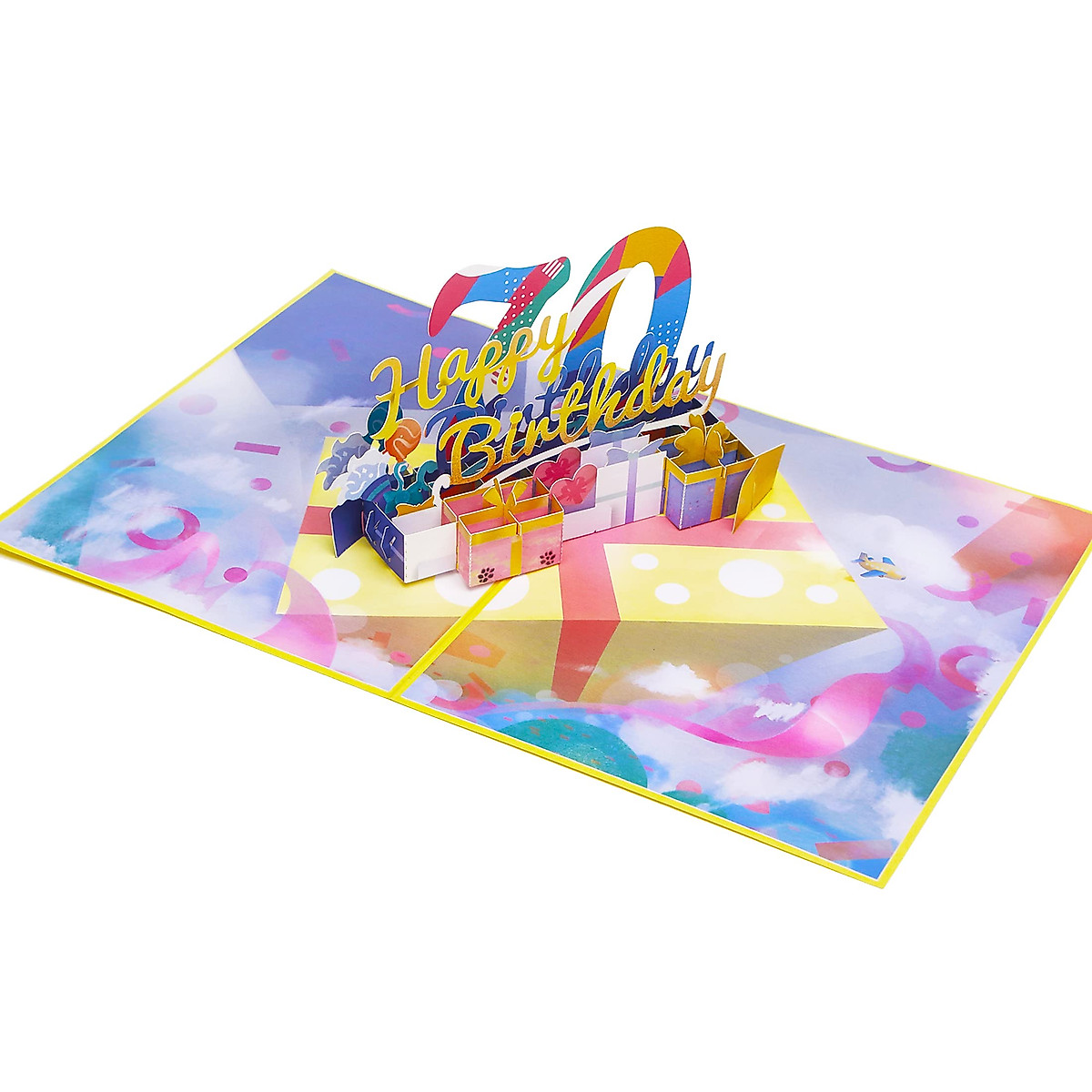 Ribbli Happy 70th Birthday Handmade 3D Pop Up Card,Greeting Card,70 Birthday Card,For Happy Birthday Card,70 Year Old Card,with Envelope