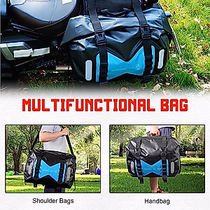 INNOGLOW Motorcycle Saddlebags Waterproof Motorcycle Saddle Bags 500D PVC Motorcycle Dry Bag Zipper Closure Side Bags Luggage Bags Universal for Motorcycle Motorbike Bicycle, 50L Blue