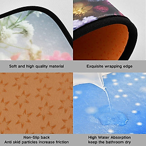 ZENWAWA Kitchen Mats 2 Pieces Set for Floor Bunch Vivid Flower Print, Non Skid Anti Fatigue Kitchen Rugs Cushioned Absorbent Comfort Floor Mats for Kitchen Sink