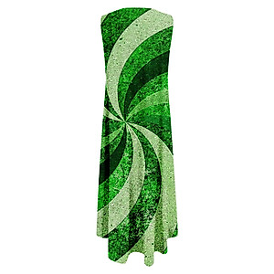 Long Maxi Dresses for Women Summer Women Casual Printing Loose Sundress Long Dress Crisscross Sleeveless Split Maxi Green