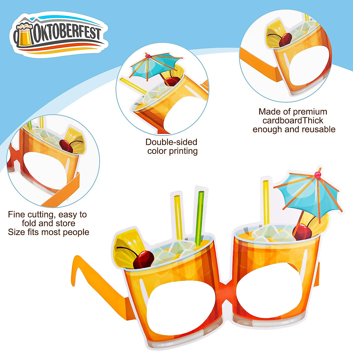 Vinsot 32 Packs Luau Party Glasses Hawaiian Funny Sunglasses Paper Glasses Frame Tropical Fancy Dress Props Photo Booth Props for Summer Party Supplies Kids Beach Themed Party Favors