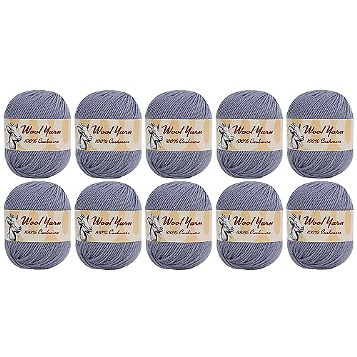 100% Cashmere Wool Yarn (Pack of 10) by Yonkey Monkey 500gr Imported Knitting Crochet (Light Gray 14)