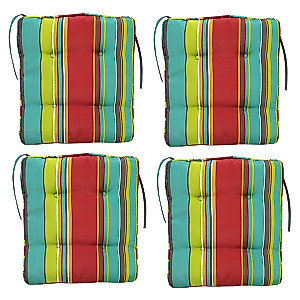 4 Piece Outdoor Chair Cushions for Patio Furniture,Outdoor Seat Back Deep Chair Cushion Set，Lounge Chair Cushions with Ti，Patio Chair Cushion and Back Pillow Set for Garden Patio Chair Cushions