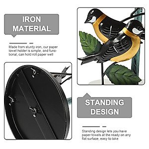 Zerodeko Birds Paper Towel Holder Metal Farmhouse Towel Stand Roll Towel Rack Countertop Napkin Dispenser for Home Living Room Kitchen Decor
