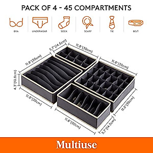Lifewit 4 PCS Drawer Underwear Organizers, Bundle with 6 PCS Drawer Underwear Organizers, Grey