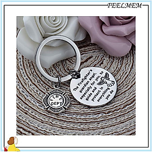 FEELMEM Firefighters Prayer Keychain Fire Rescue Firefighter Gift A Firefighter’s Guardian Angel Keyring Firemen Angel Gift
