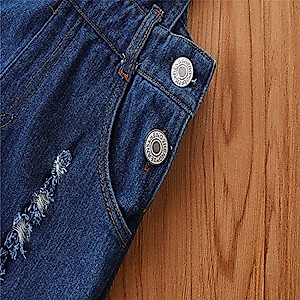 Infant Toddler Girls Overall Jeans Bell Bottoms Suspender Flare Pants Ripped Denim Trousers Two Layers Ruffle Leggings