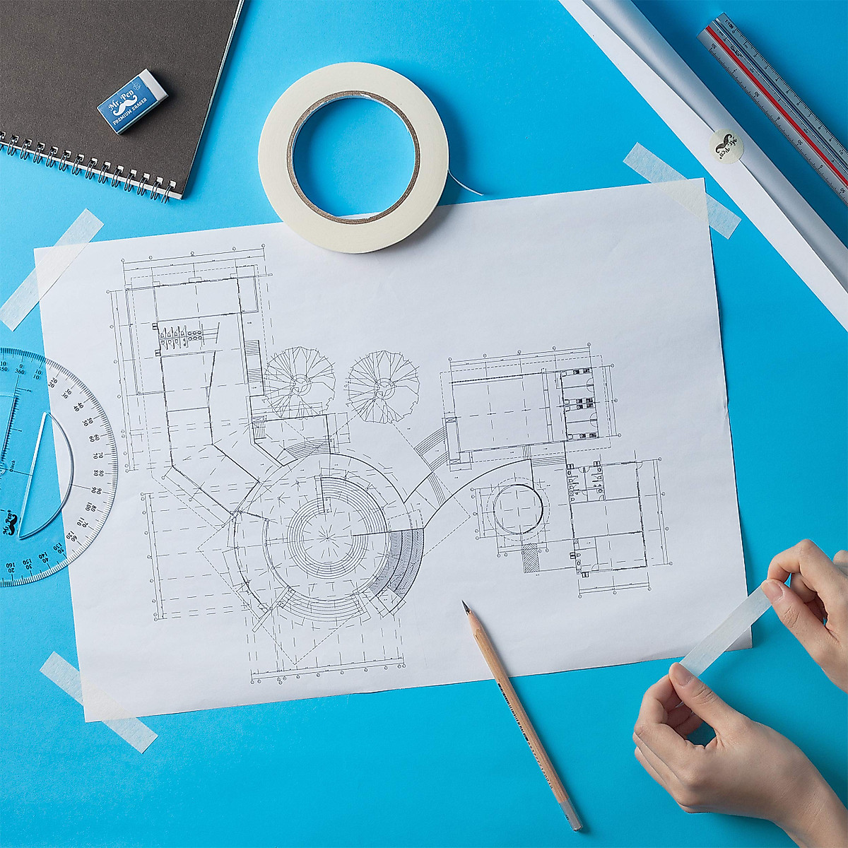 Mr. Pen Masking Tape Roll, Drafting Tape, 0.6 inch, Pack of 3