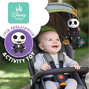 KIDS PREFERRED Disney Baby Nightmare Before Christmas Jack Skellington On The Go Activity Toy with Teether, On The Go Clip, Bell Chime, and Pull Through Arms