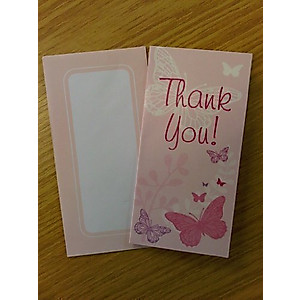 The Home Fusion Company 16 x Girls Butterfly Design Party Thank You Cards