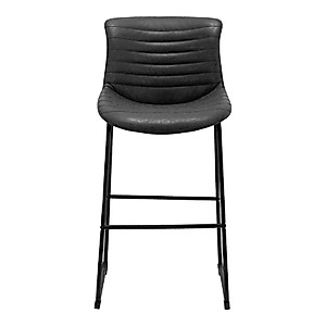 Chairelax Hight Bar Stools Set of 2, 28" Counter Tall Synthetic Leather Modern Design Bar Chair with Backrest and Footrest for Kitchen Bar Counter Restaurant (Black)